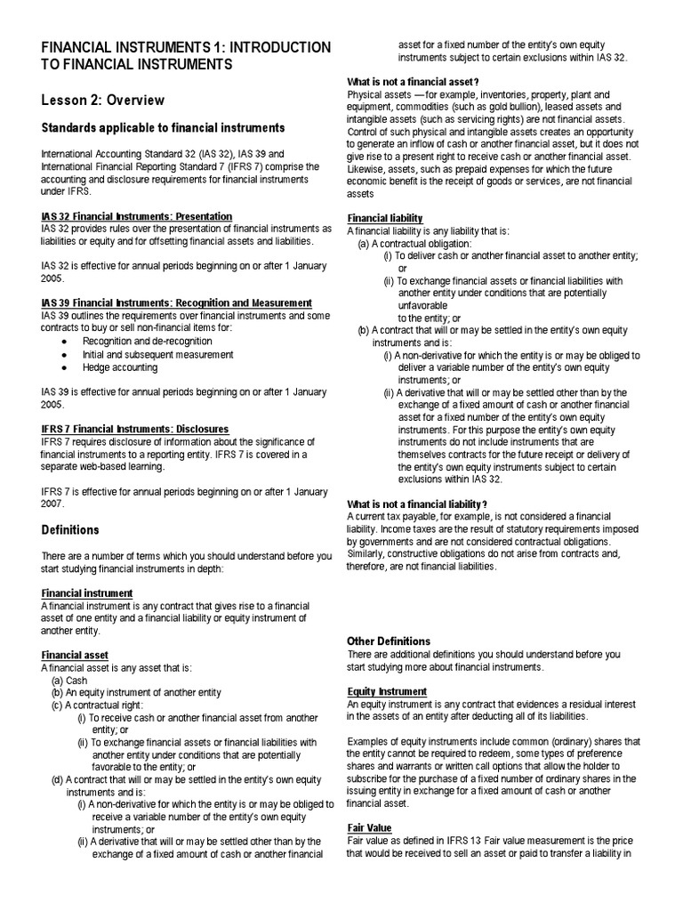 An Introduction to Key Concepts and Types of Financial Instruments ...