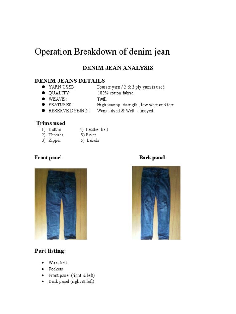 Jeans Operations | PDF | Home & Garden | Lifestyle