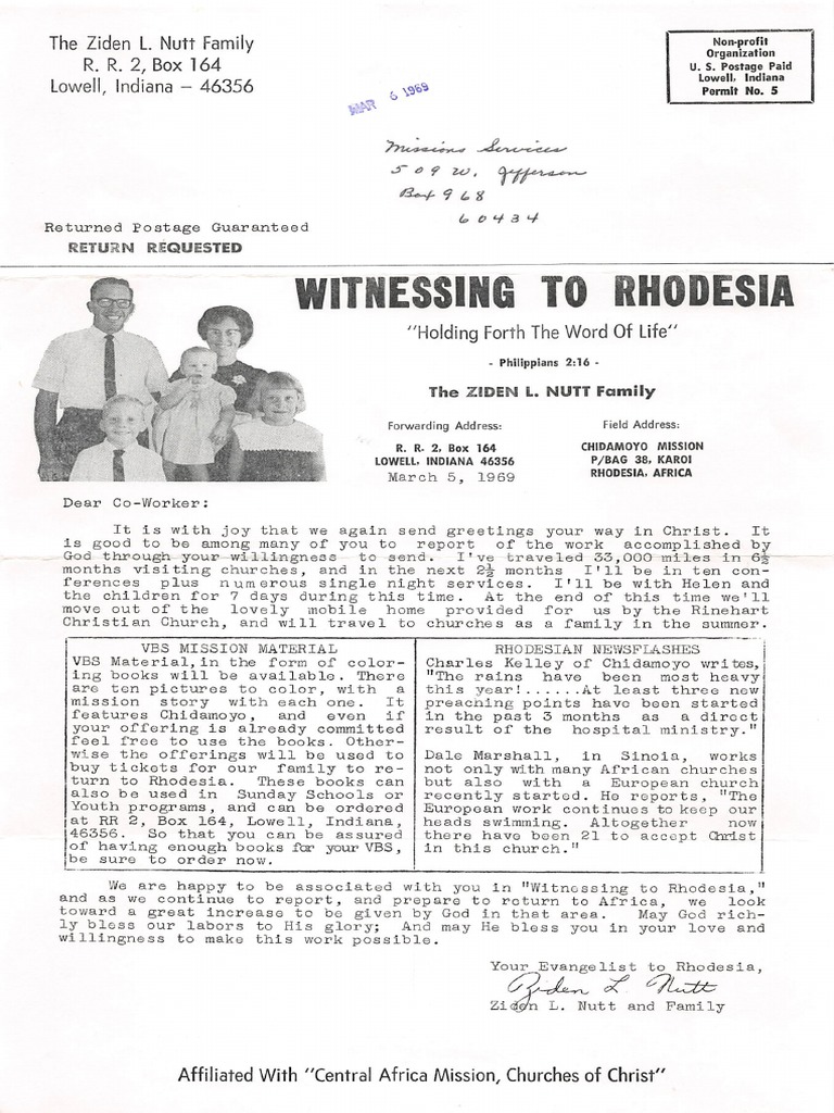 Nutt Ziden Helen 1969 Rhodesia (Zimbabwe) | PDF | Evangelicalism ...