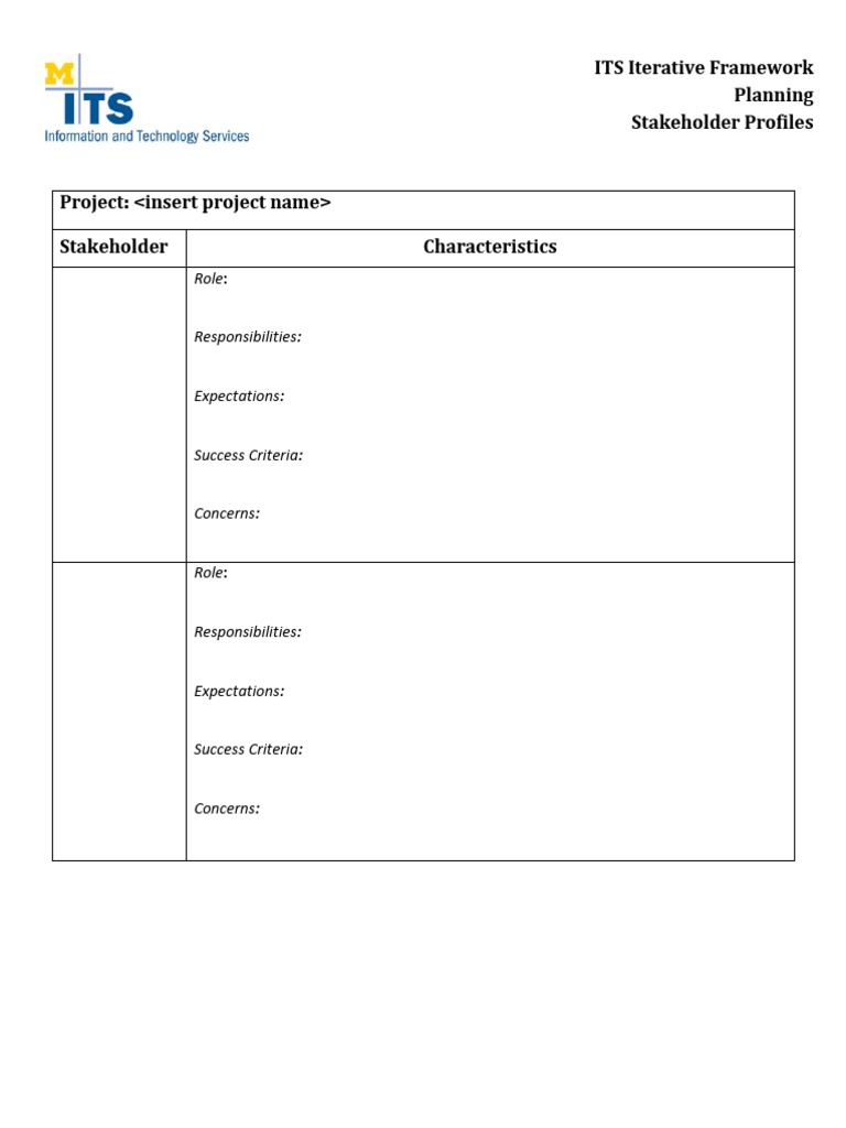 Stakeholder Profile Template | PDF | Finance & Money Management | Computers