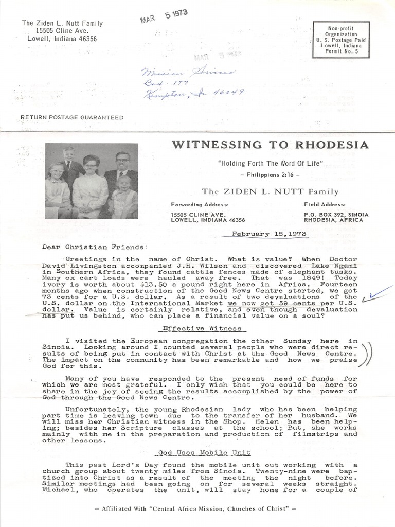 Nutt Ziden Helen 1973 Rhodesia (Zimbabwe) | PDF | Zambia | Rhodesia