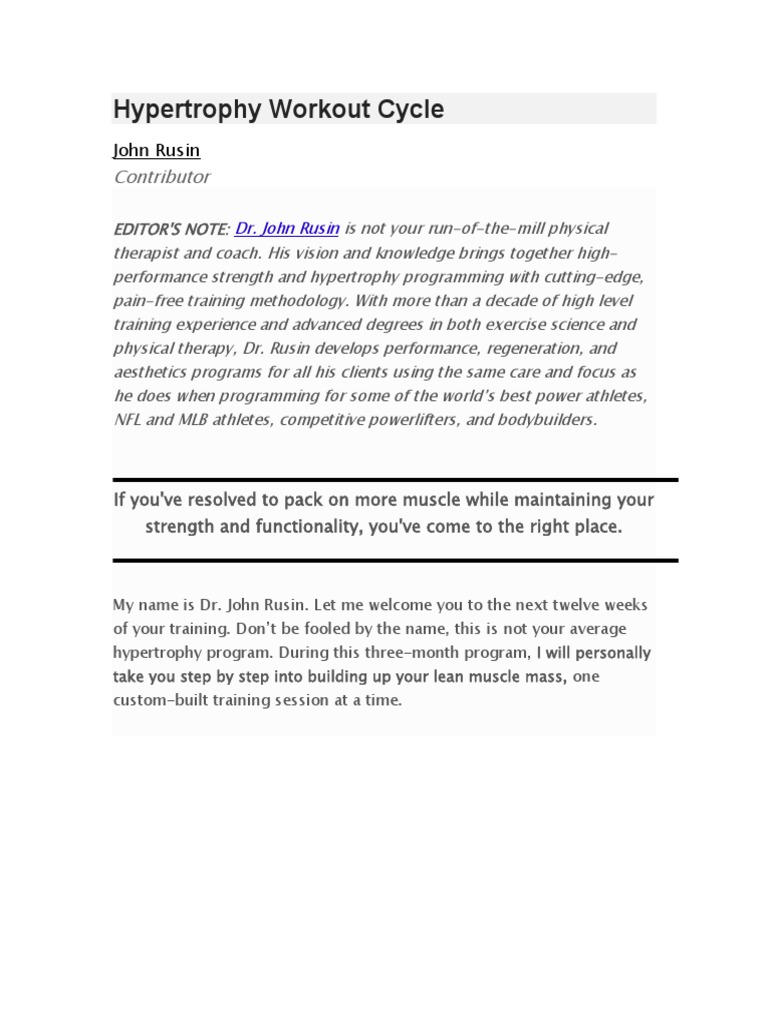 Breaking Muscle Hypertrophy Program PDF | PDF | Muscle Hypertrophy | Muscle
