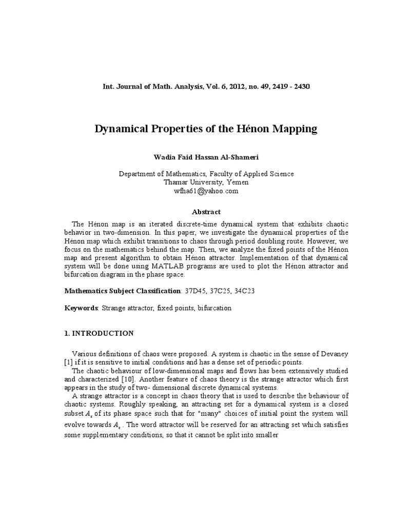 Henon Mapping | PDF | Attractor | Chaos Theory