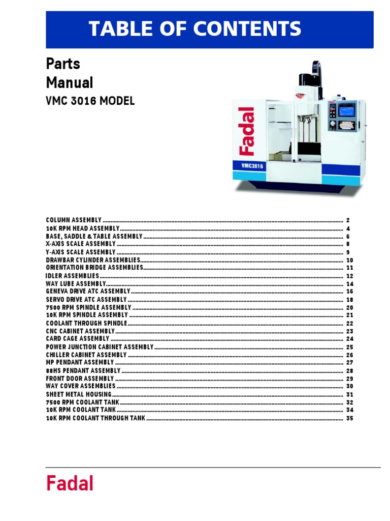 Fadal: Parts Manual | PDF | Cartesian Coordinate System ...