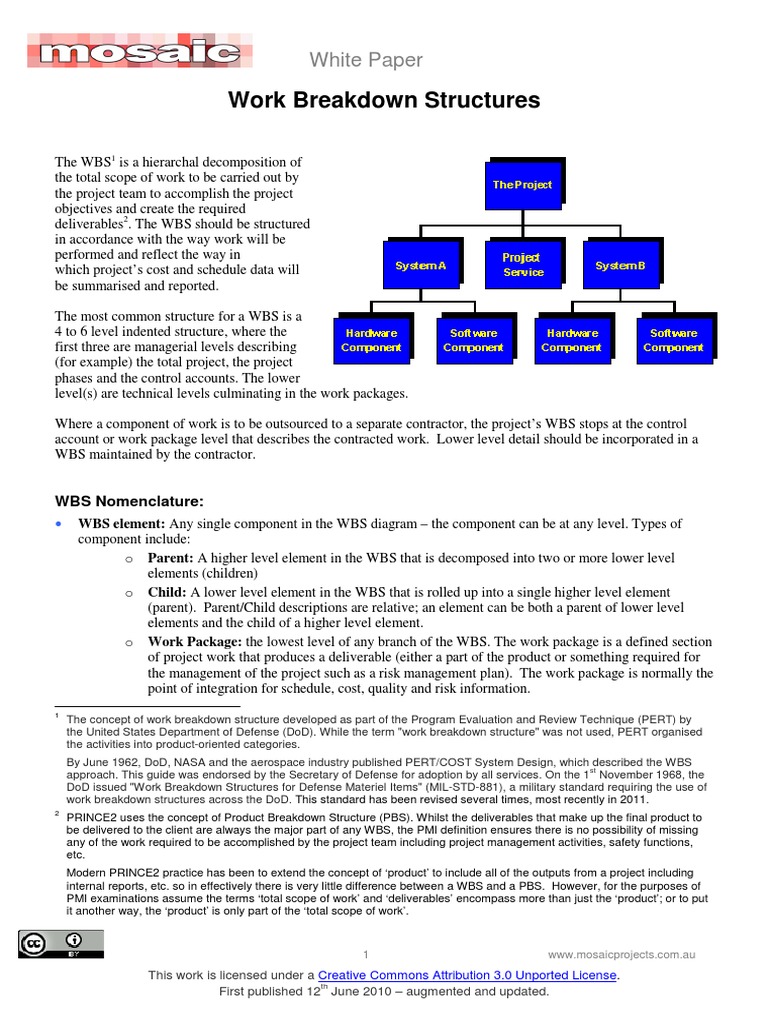 Work Breakdown Structure | PDF | Production And Manufacturing | Business