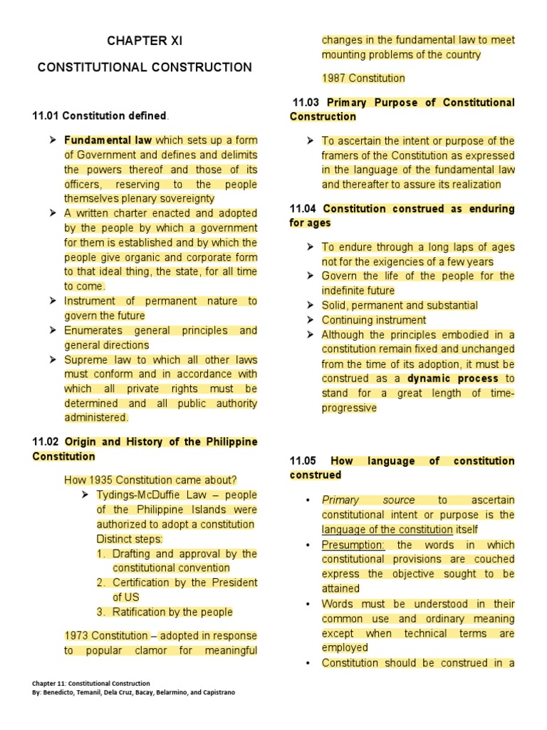 Chapter Xi Statcon | PDF | United States Constitution | Ex Post Facto Law