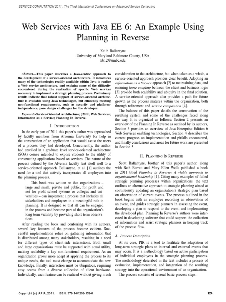 Web Services With Java EE 6: An Example Using Planning in Reverse | PDF ...
