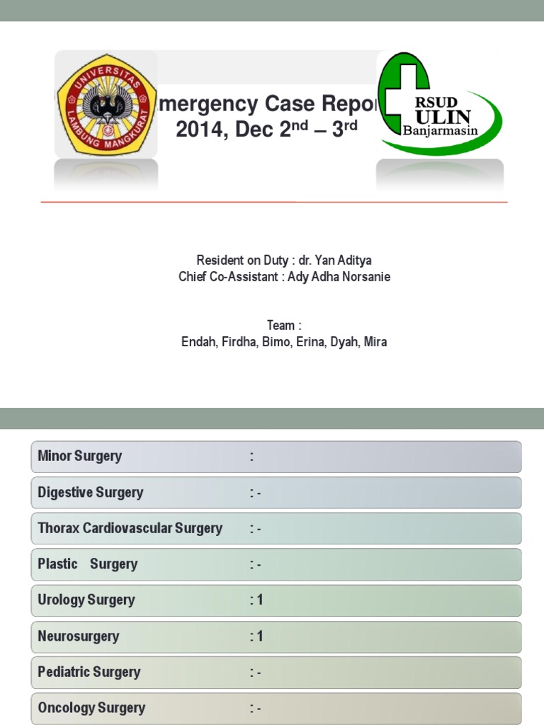 Emergency Case Report 2014, Dec 2 - 3: ND RD | PDF | Medical ...