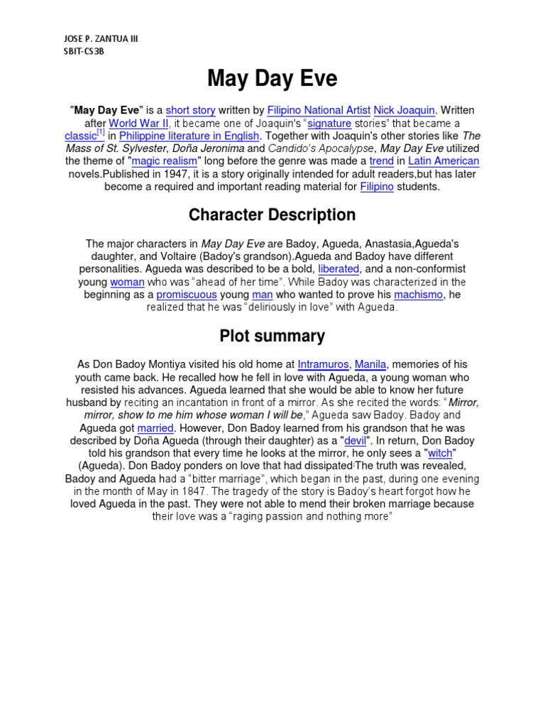 May Day Eve By Nick Joaquin Free Essay Example, 55% OFF