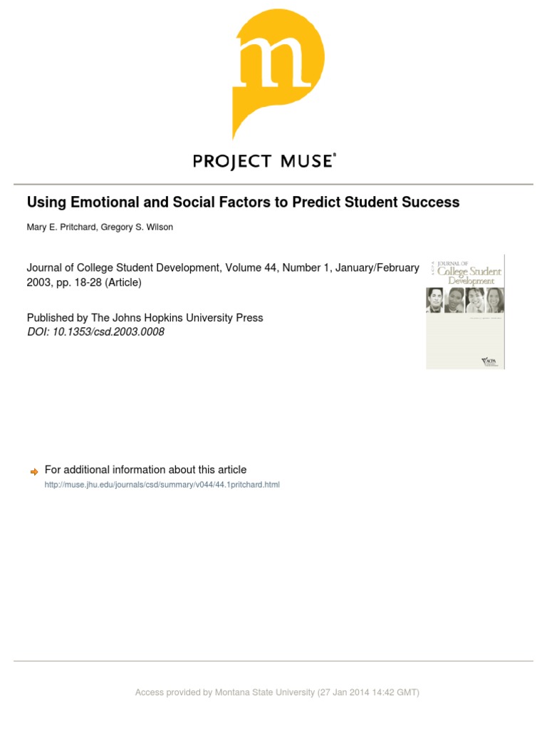 Using Emotional and Social Factors To Predict Student Success | PDF | Optimism | Extraversion ...