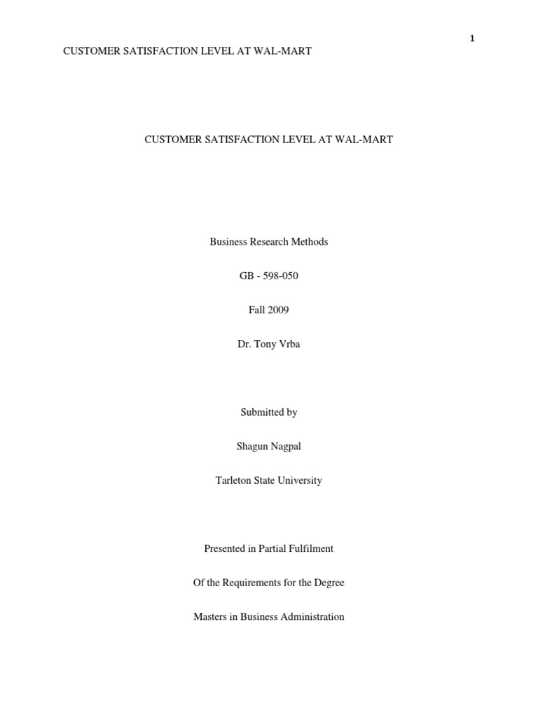 Customer Satisfaction Level at Wal-Mart | PDF | Walmart | Big Box Store