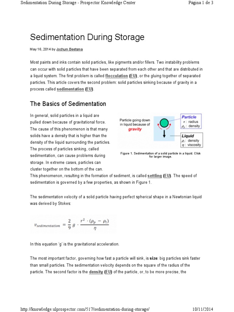 Sedimentation During Storage | PDF | Liquids | Mechanics