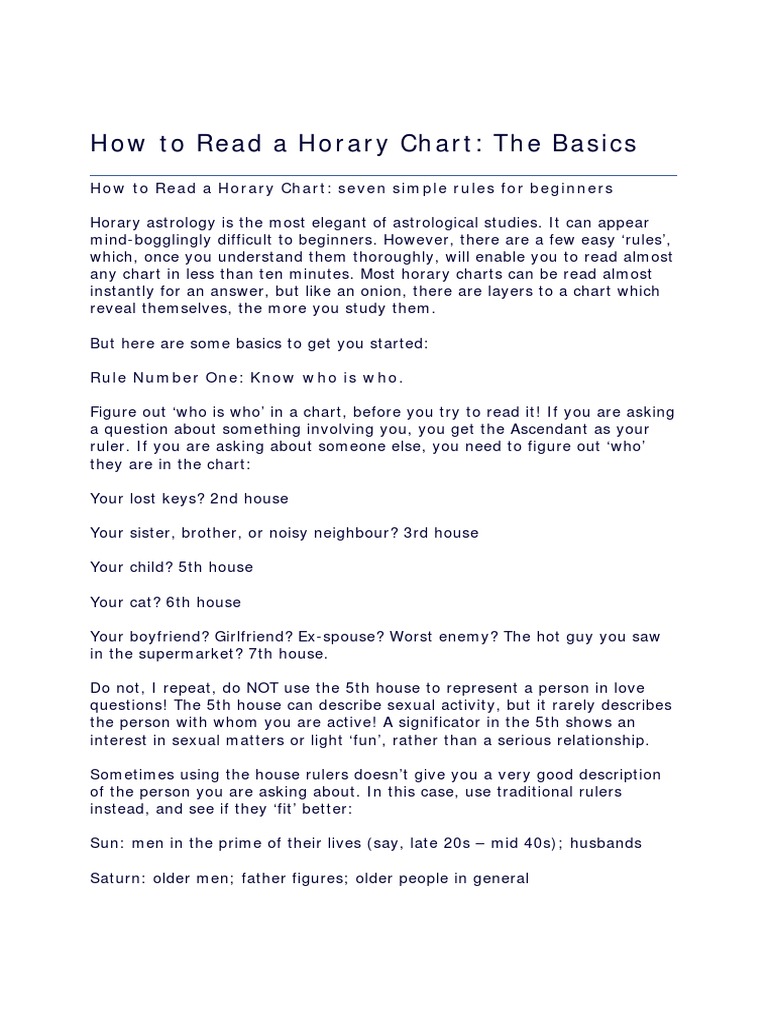 How To Read A Horary Chart - Basic Rules | Download Free PDF | Planets ...