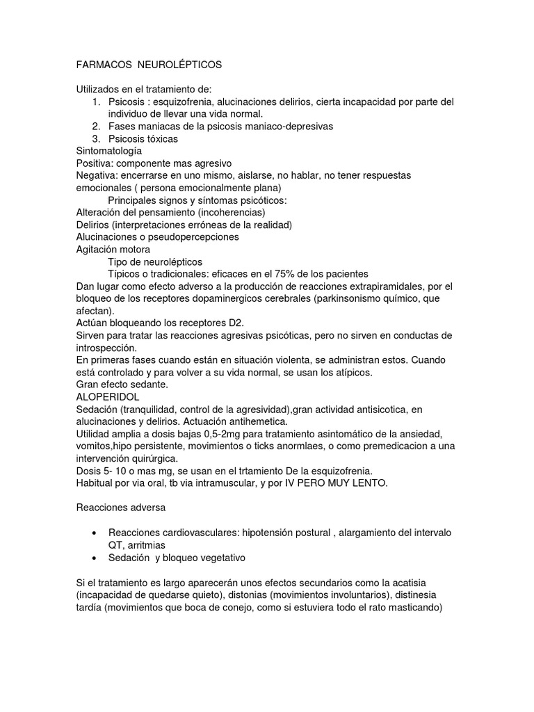 Farmacos Neurolépticos | PDF | Antipsicótico | Antidepresivo