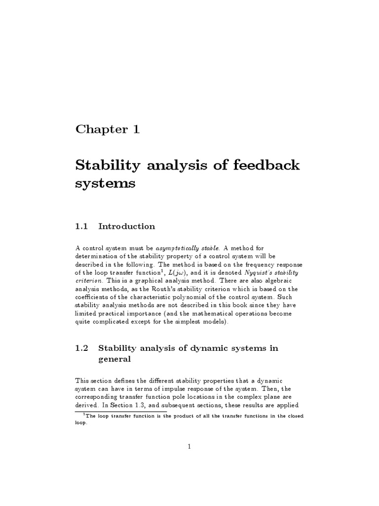 Stability Analysis of Feedback Systems | PDF | Stability Theory | Control Theory