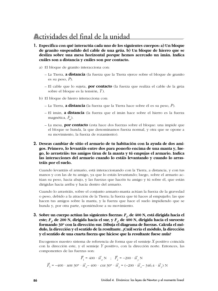 Actividades sobre leyes de Newton | PDF | Las leyes del movimiento de ...