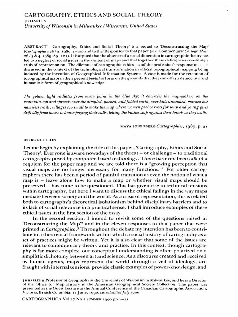 Cartography, Ethics and Socail Theory - J.B. Haley | PDF | Cartography ...