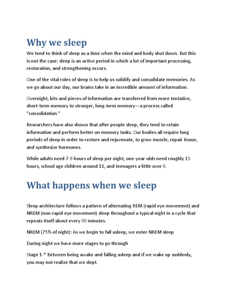 Why We Sleep | PDF | Rapid Eye Movement Sleep | Sleep