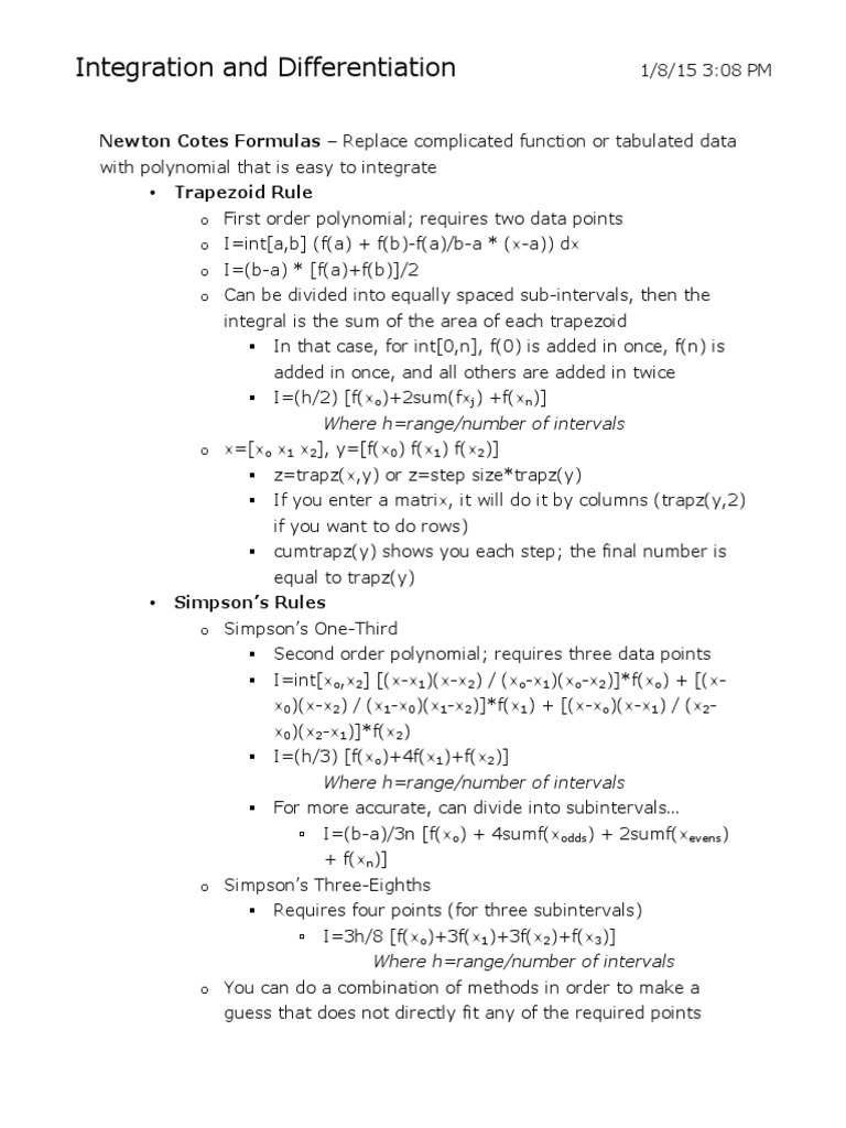 Numerical Integration & ODE Methods | PDF