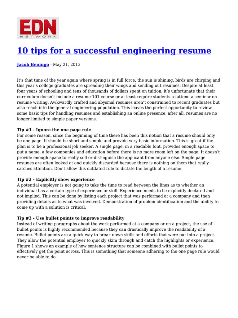 Engineering Resume Writing Tips | PDF | Career & Growth | Art