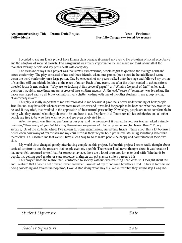 CAP Portfolio Dada Project | PDF | Conformity