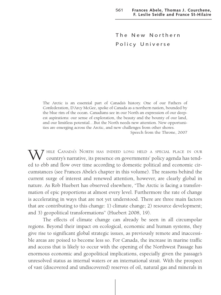 The New Northern Policy Universe | PDF | Arctic | Canada