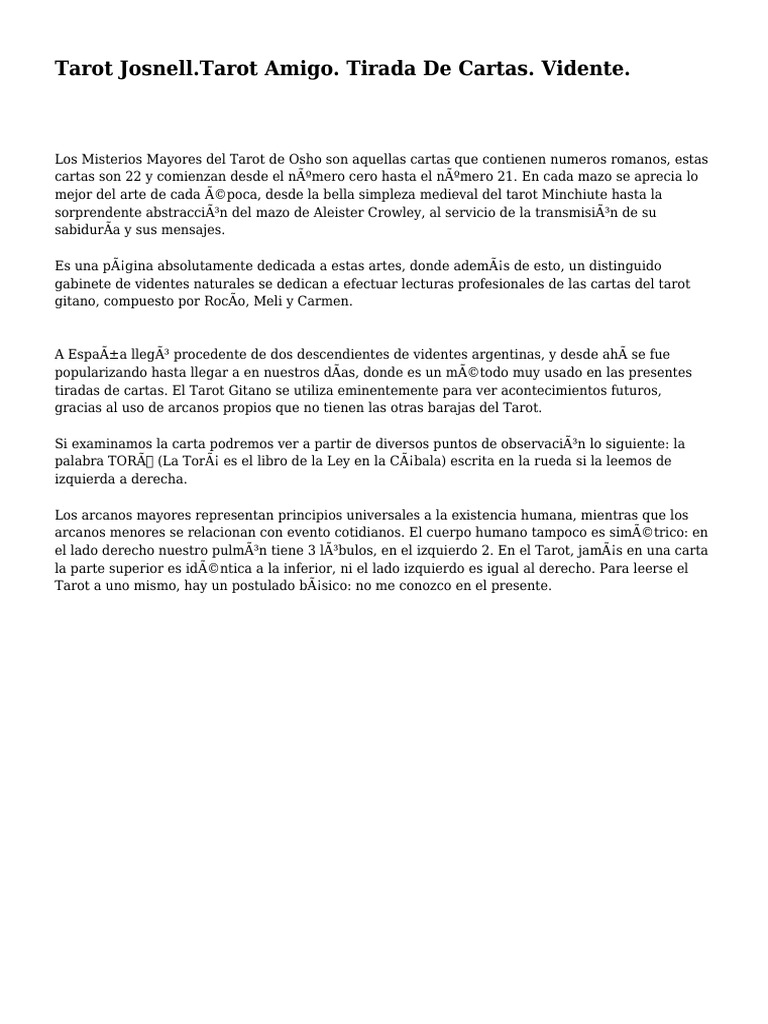 Tarot Josnell - Tarot Amigo. Tirada de Cartas. Vidente. | PDF | Tarot