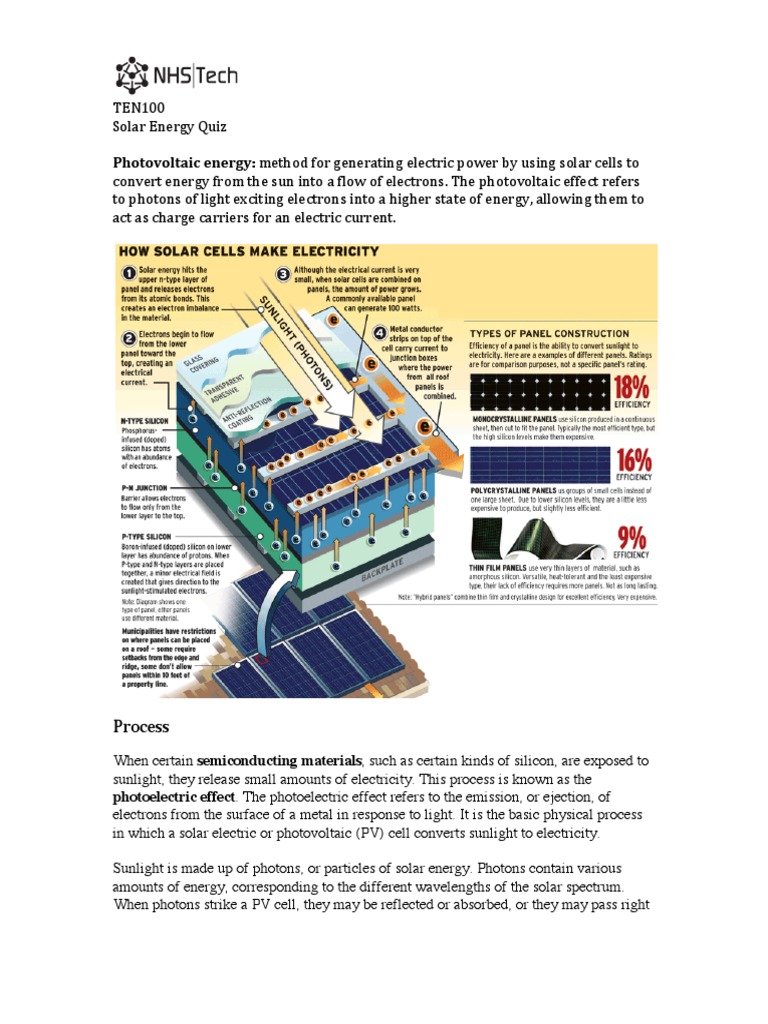 TEN100: Quiz 02 - Solar Power Study Guide | PDF | Photovoltaics ...