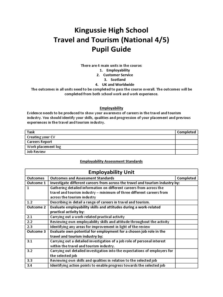 Travel and Tourism Course Guide | PDF | Tourism | Educational Assessment
