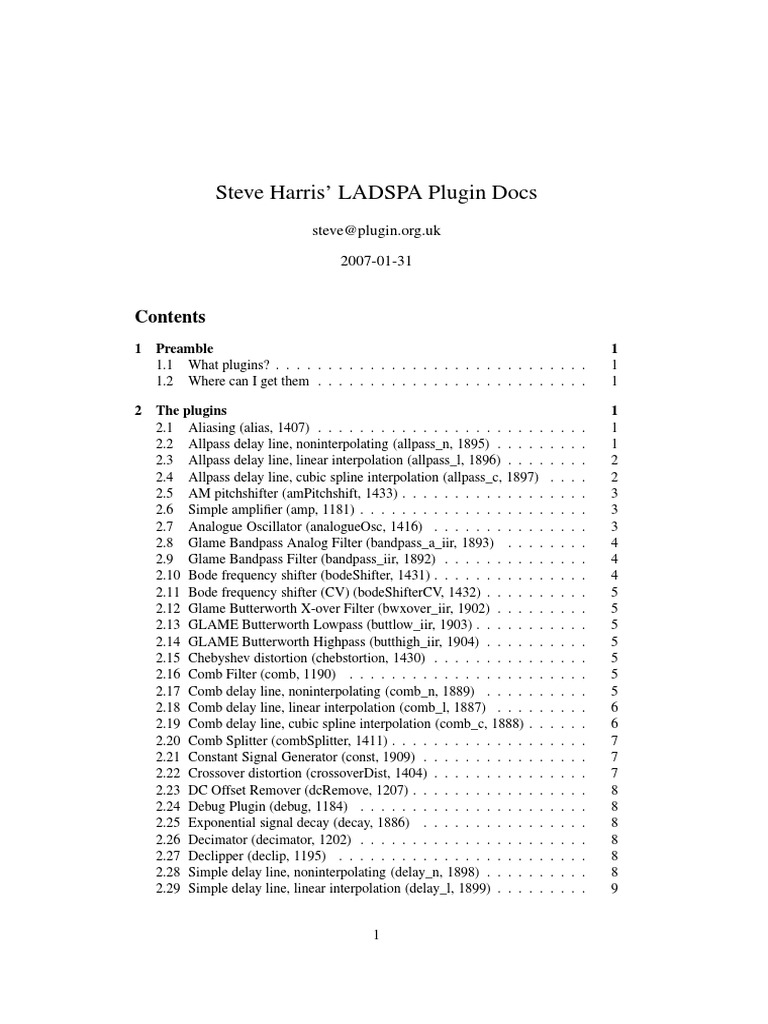 A Comprehensive Guide to Steve Harris' LADSPA Audio Plugins | PDF ...