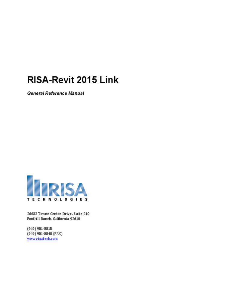 RISA-Revit Link User's Manual | PDF | Autodesk Revit | License