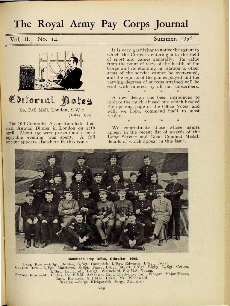 The Royal Army Pay Corps Journal: T/,T@RT L | PDF | Armed Conflict | Sports