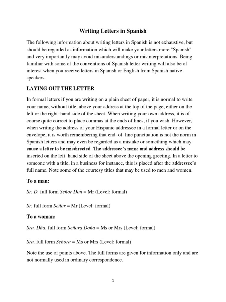 Writing Letters in Spanish: A Guide | PDF | Semiotics | Linguistics