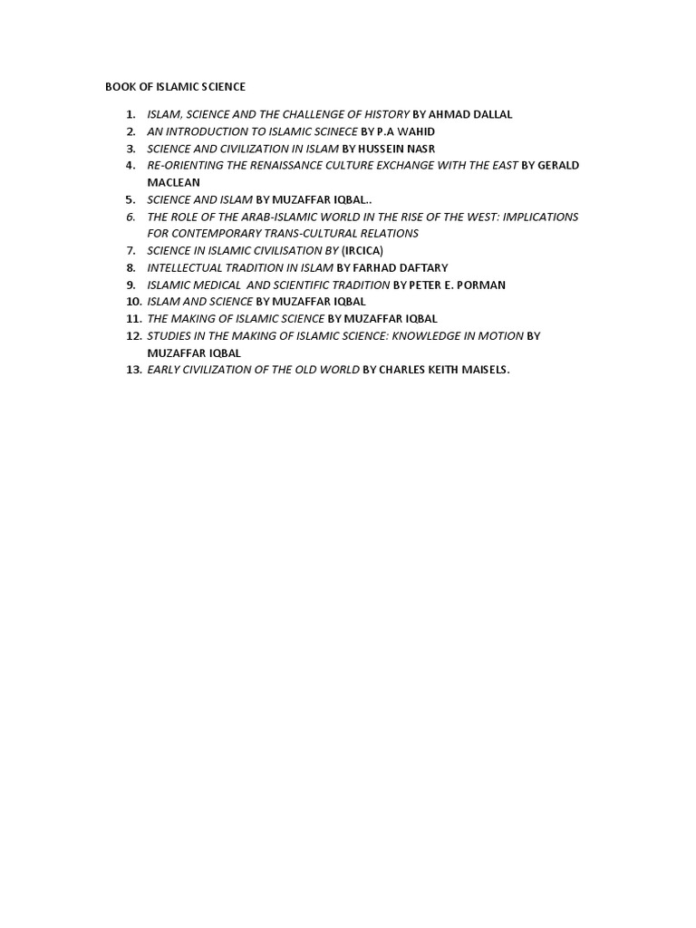 Islamic Science: Key Texts Overview | PDF