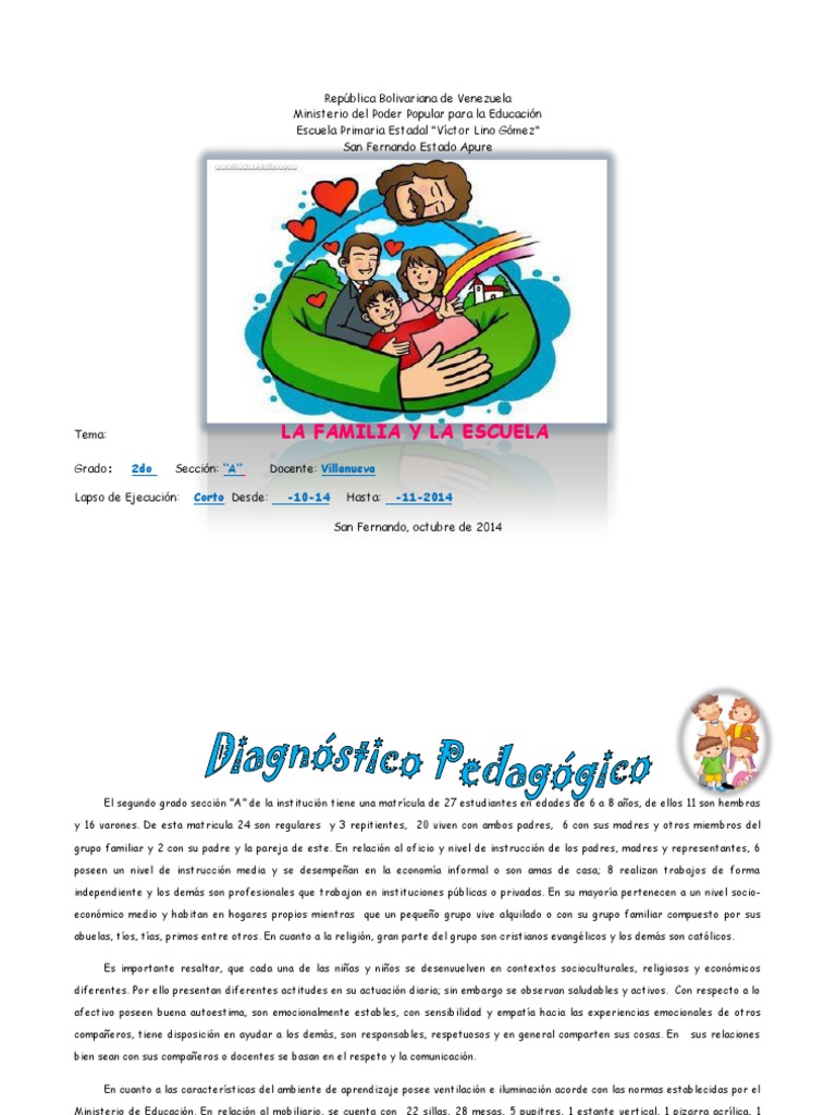 Proyecto de Aprendizaje La Familia y La Escuela 2do A | PDF | Lectura ...