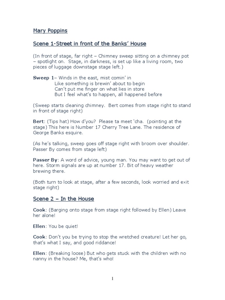Mary Poppins Script | Entertainment (General) | Leisure