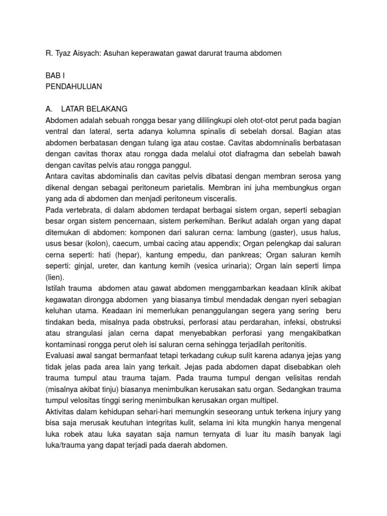 Askep KGD Trauma Abdomen | PDF