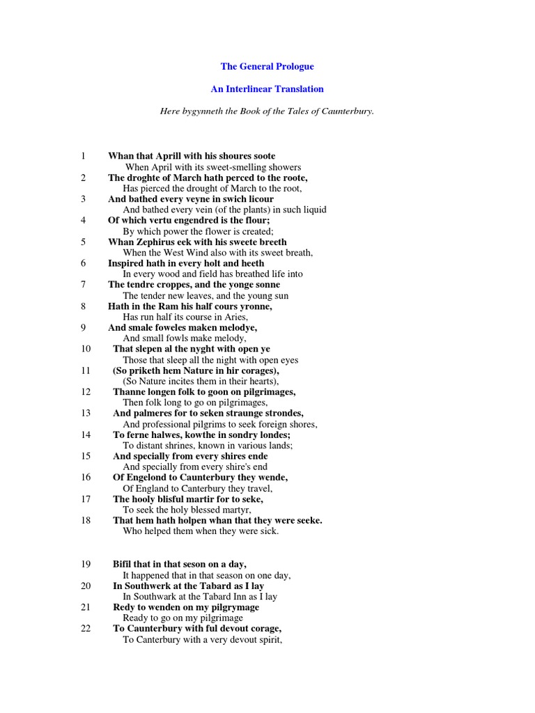The General Prologue Text | PDF