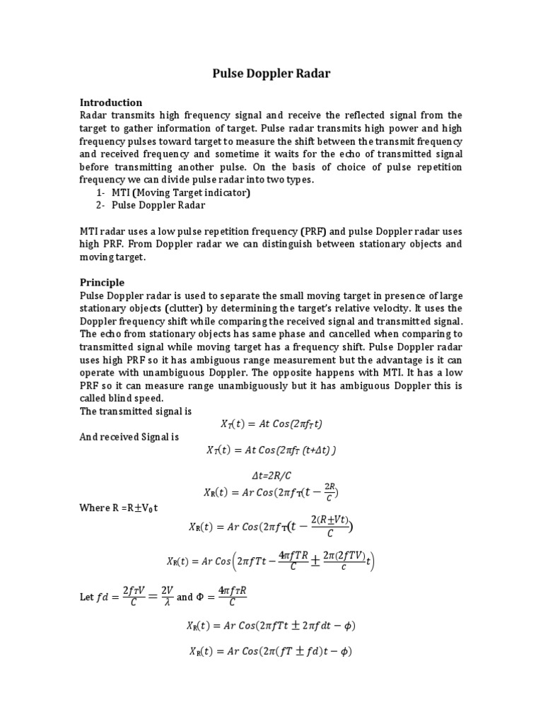 Pulse Doppler Radar | PDF