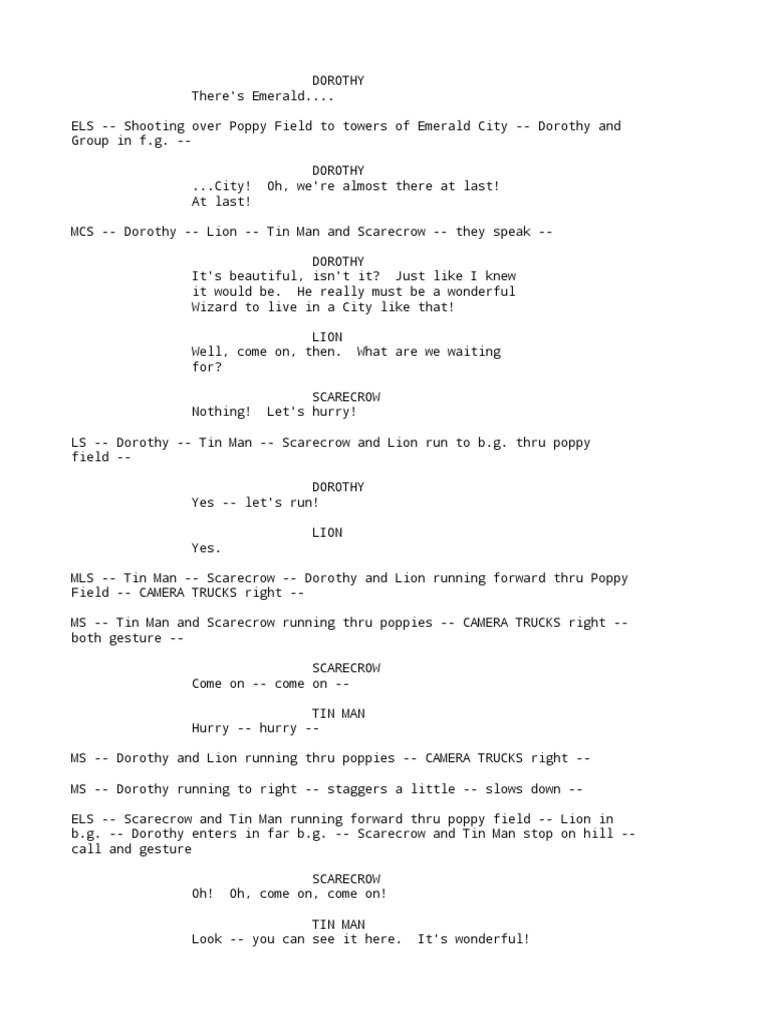 Wizard of Oz Script | PDF | Dorothy Gale | Tin Woodman