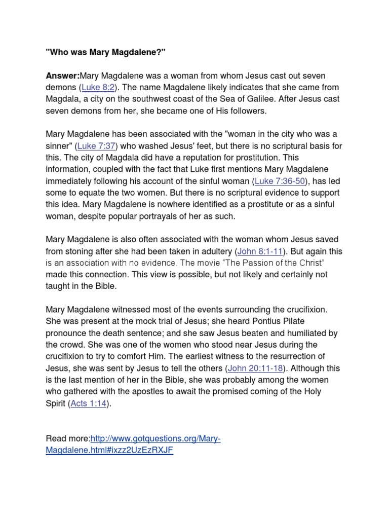 Who Was Mary Magdalene | PDF