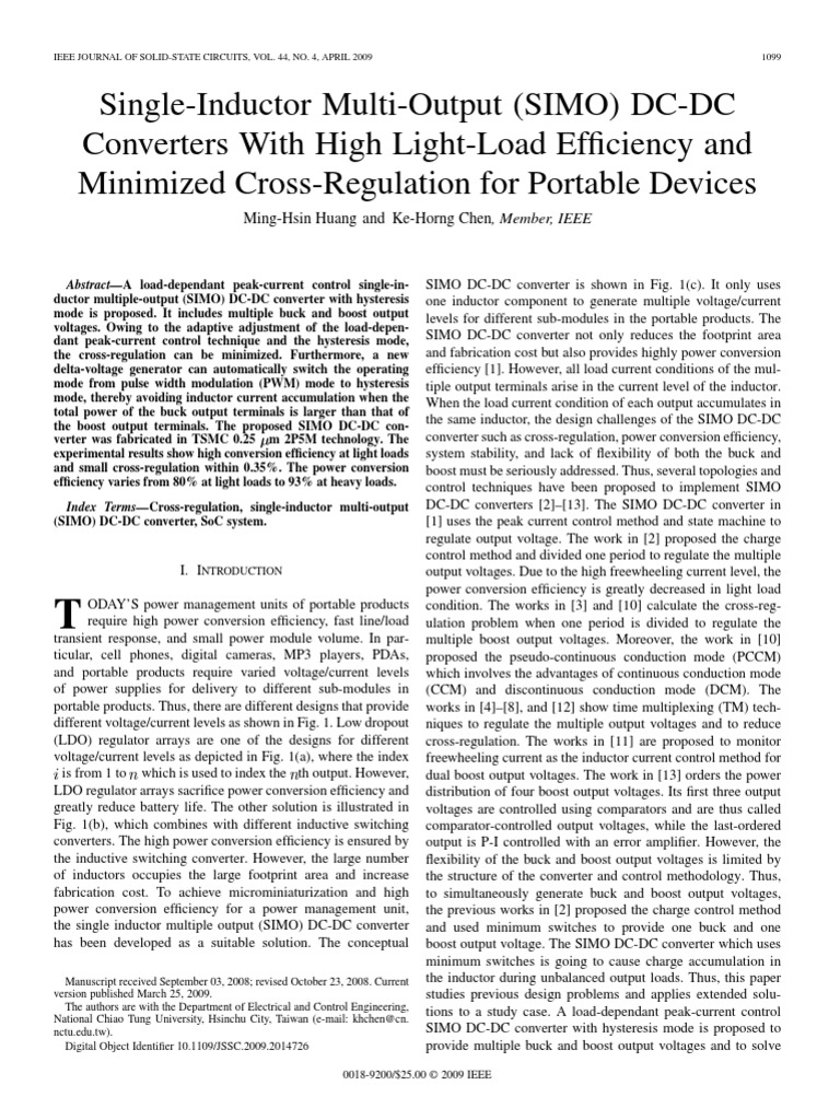 Single Inductor Multi Output (SIMO) DC DC | PDF | Amplifier | Electronics