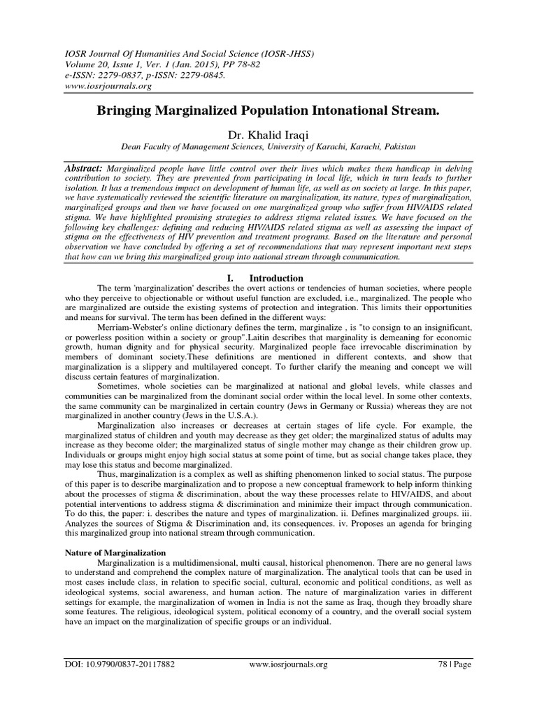 Bringing Marginalized Population Intonational Stream. | PDF | Social ...