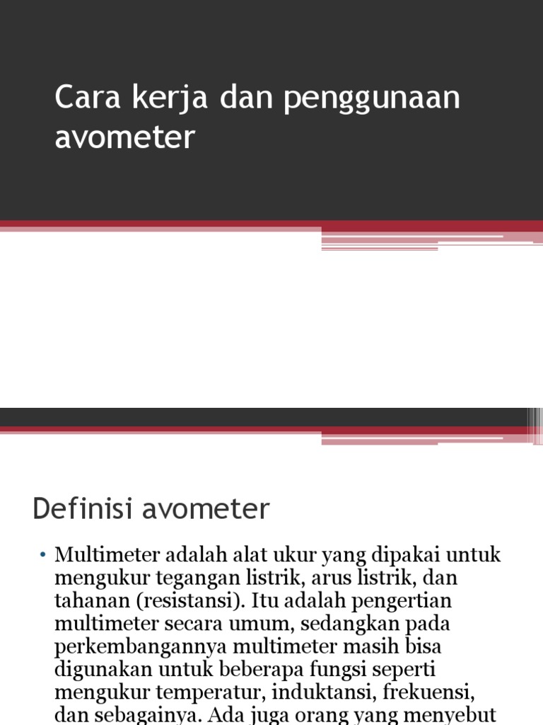 Cara Kerja Dan Penggunaan Avometer | PDF