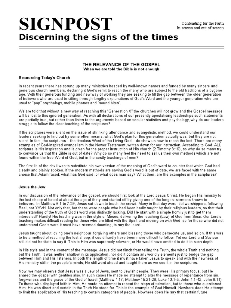 Signpost: Discerning The Signs of The Times | PDF | Paul The Apostle ...