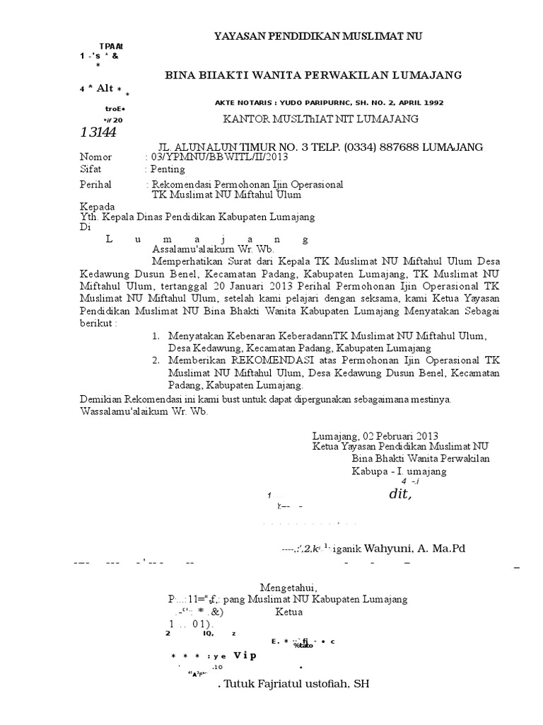 Proposal Ijin Operasional PAUD | PDF