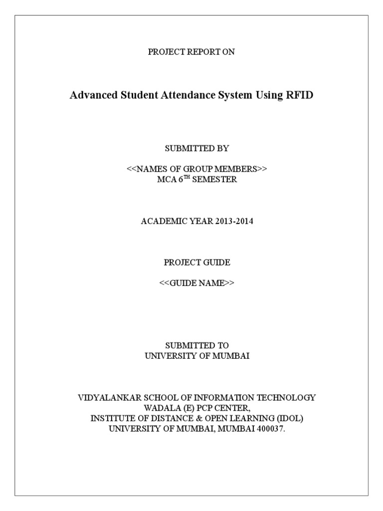 Project Report MCA | PDF | Radio Frequency Identification | Databases