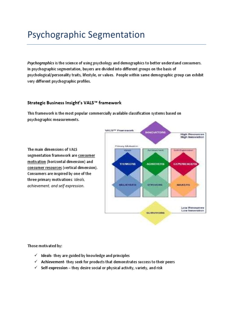 Psychographic Segmentation | PDF | Market Segmentation | Motivation