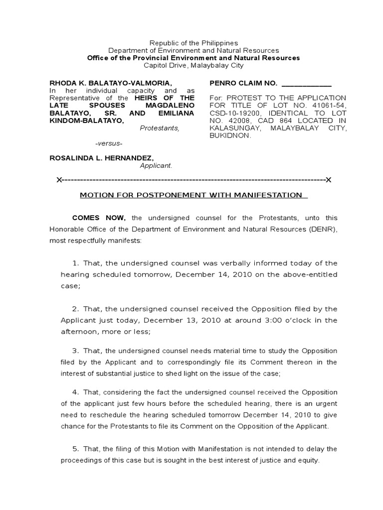 Motion for Postponement | Social Institutions | Society