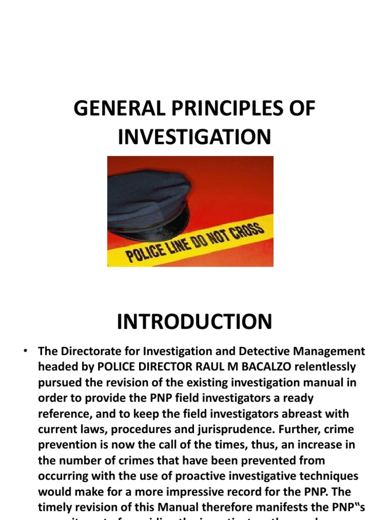 General Principles of Investigation | PDF | Crime Scene | Criminal Law